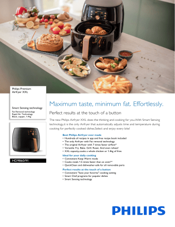 Philips HD9860/91 Premium Airfryer XXL Product datasheet | Manualzz