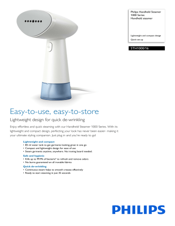 Philips STH1000/16 Handheld Steamer 1000 Series Handheld steamer ...