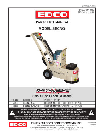 EDCO SECNG Parts Manual | Manualzz