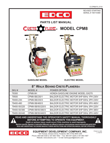 EDCO CPM8 Parts Manual | Manualzz