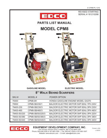 EDCO CPM8 Parts Manual | Manualzz