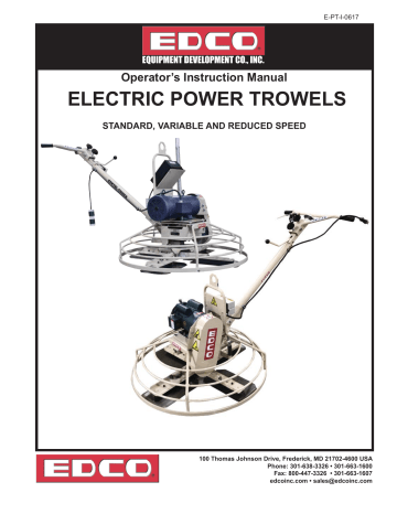 Machine Safety Messages. EDCO Power Trowels, Power Trowel, Variable ...