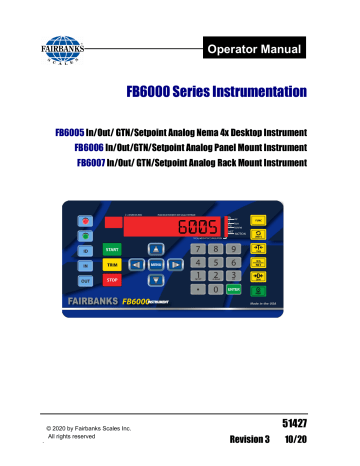Fairbanks Scales FB6005, FB6015 & FB6045 Desk / Wall Mount instrument Manual | Manualzz