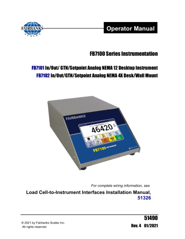 Fairbanks Scales FB7101, FB7111 & FB7121 Desktop Instrument Manual | Manualzz