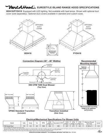 Vent-A-Hood PYDH18 Specifications | Manualzz