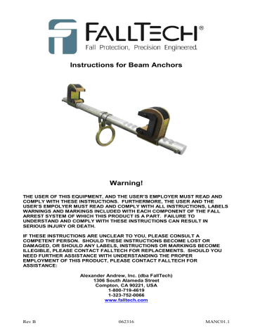 Falltech 7534 I-beam Clamping Instruction manual | Manualzz