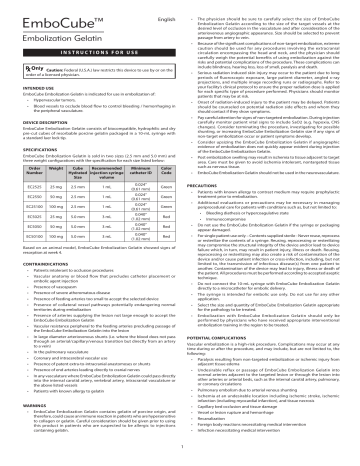 Merit Medical EmboCube Embolization Gelatin Instructions for Use | Manualzz