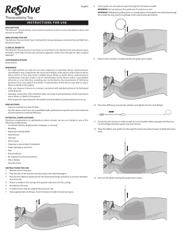 Merit Medical ReSolve Thoracostomy Tray Instructions for Use | Manualzz