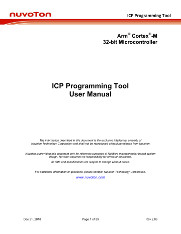 Nuvoton NuMicro ICP Tool User Manual | Manualzz