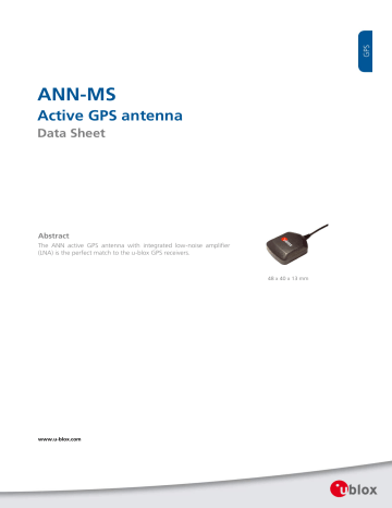 u-blox ANN-MS Active GPS Antenna Data Sheet | Manualzz