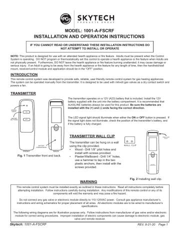 Skytech 1001-A-FSCRF Fan & Fire Control Instructions | Manualzz