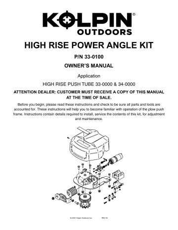 Kolpin 33-0100 Conqueror and High Rise Snow Plow Power Angle Owner's ...