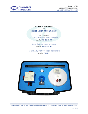Com-Power AL-RS101-SET Mil-Std Loop Antenna Set Manual | Manualzz