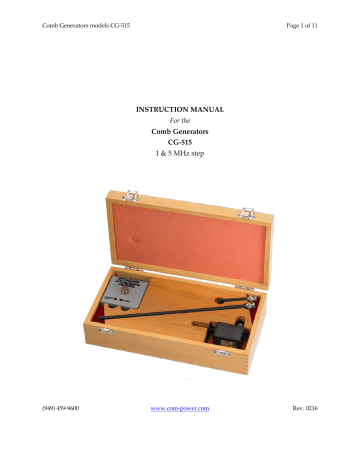 Com-Power CG-515 Comb Generator 1 and 5 MHz Stepsize Manual | Manualzz