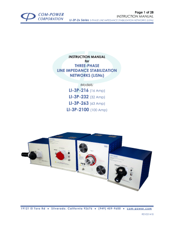 Example Calculations. Com-Power 3 Phase LISN, LI-3P-2X | Manualzz