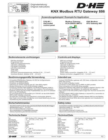 D+H KNX-Modbus RTU Gateway 886 Instruction | Manualzz