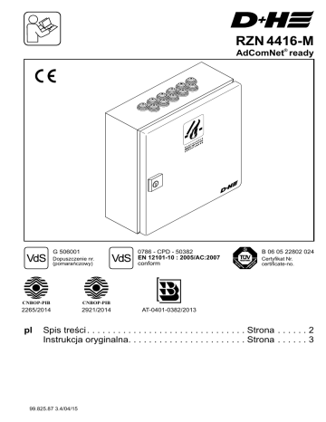 D+H RZN 4416-M Smoke vent control panel Instrukcja obsługi | Manualzz