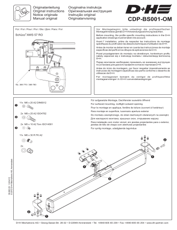 D+H CDP-BS001-OM Bracket set Mode d'emploi | Manualzz