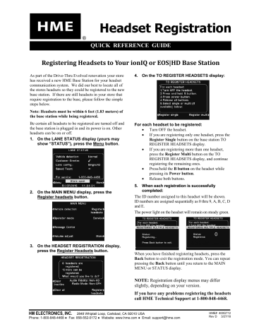 HME EOS|HD Headset Registration Quick Reference Guide | Manualzz