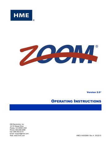 HME ZOOM Operating instructions | Manualzz