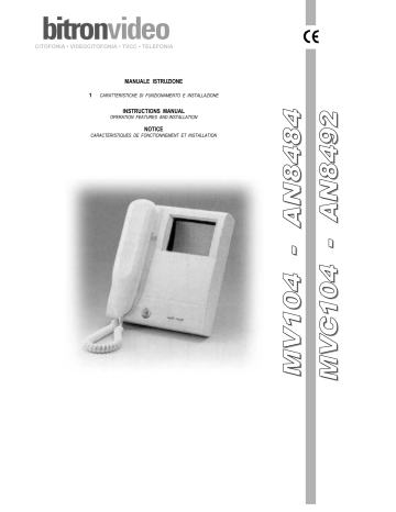 Bitron Video MVC104-AN8492 Manual - Intercom Monitor Instructions ...