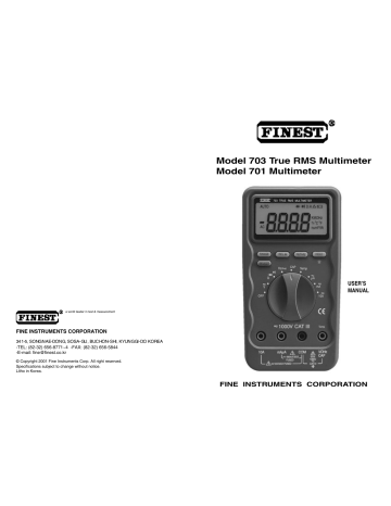 Finest 701, 703 User Manual | Manualzz