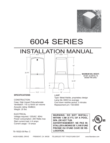 Fiberstars 6004 SERIES Installation Manual | Manualzz