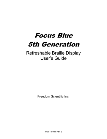 Freedom Scientific Focus Blue 5th Generation User Manual | Manualzz