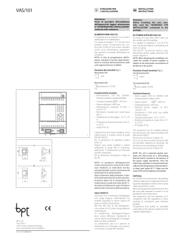 Bpt VAS/101 Installation Instructions | Manualzz