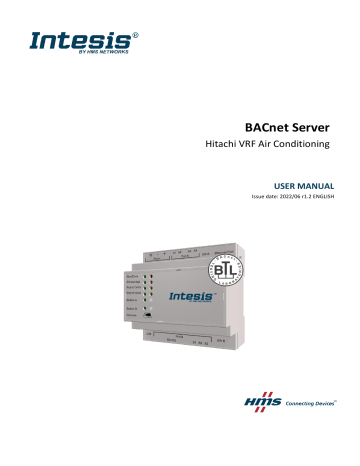 Intesis INBACHIT016O000 Hitachi VRF systems to BACnet IP/MSTP Interface ...