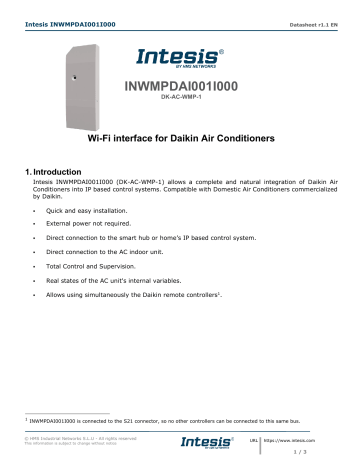 Intesis INWMPDAI001I000 Daikin AC Domestic units to Home Automation ...