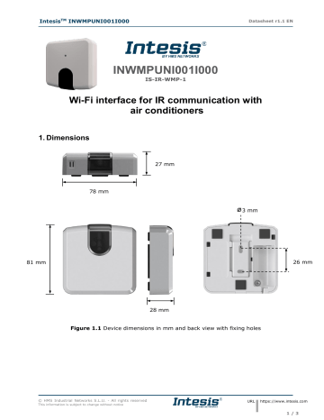 Intesis INWMPUNI001I000 Universal IR Air Conditioner to Home Automation ...