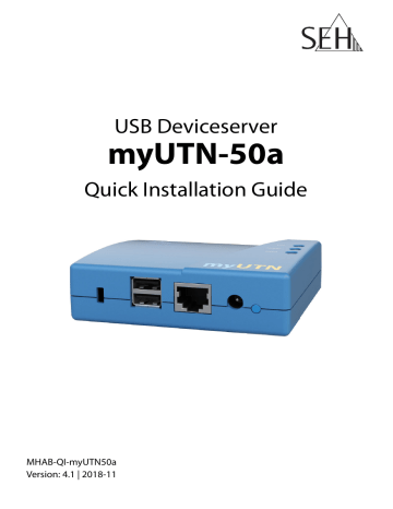 SEH myUTN-50a Device Server Quick Installation Guide | Manualzz