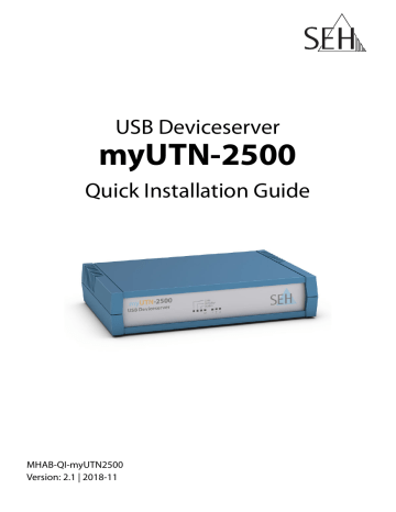 SEH myUTN-2500* Device Server Quick Installation Guide | Manualzz
