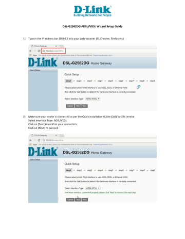 D-Link DSL-G2562DG Setup Manual | Manualzz