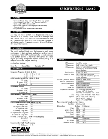 EAW LA460 Specifications | Manualzz