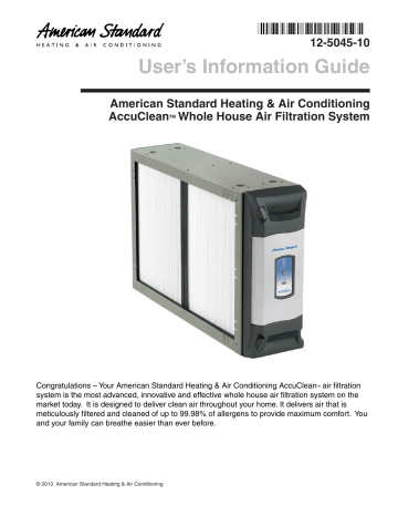 American Standard AccuClean Information Manual | Manualzz