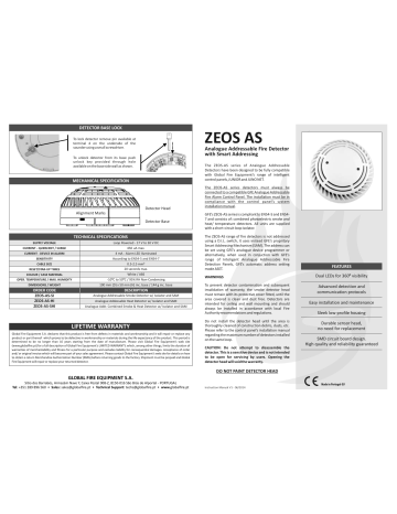 Global Fire ZEOS AS series Instruction Manual | Manualzz