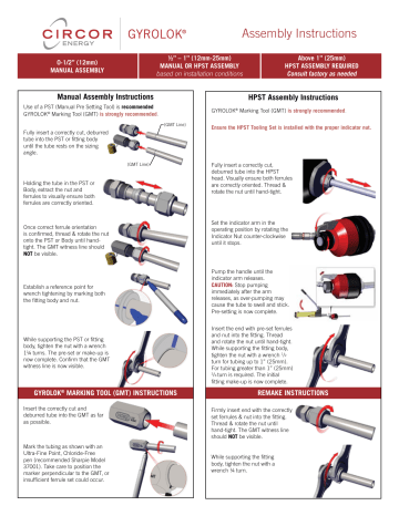 Circor Gyrolok Assembly Instructions | Manualzz