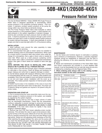 CLA-VAL 50B-4KG1 Installation, Operation And Maintenance | Manualzz