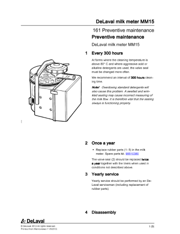 DeLaval MM15 Preventive Maintenance | Manualzz