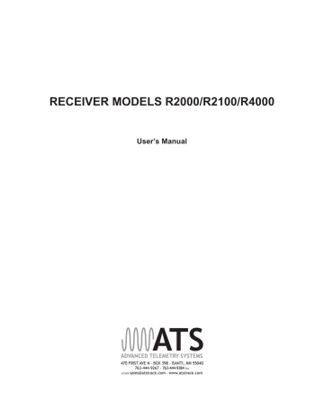 ATS R2000, R2100, R4000 User Manual | Manualzz