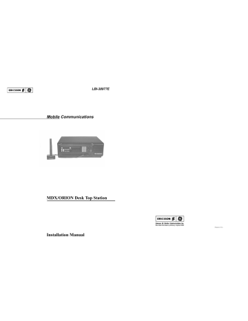 Ericsson GE MDX/ORION Installation Manual | Manualzz
