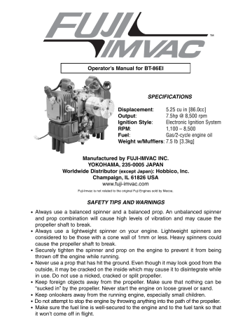 Fuji Imvac BT-86EI Operator's Manual | Manualzz