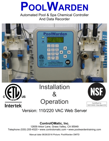 ControlOMatic PoolWarden Installation & Operation Manual | Manualzz