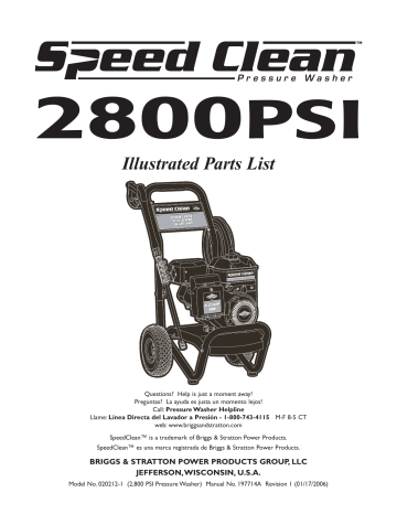Briggs & Stratton Speed Clean 020212-1 Illustrated Parts List | Manualzz