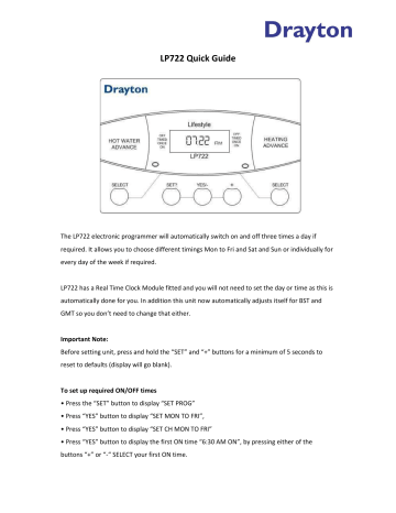 Drayton LP722 Quick Start Manual | Manualzz