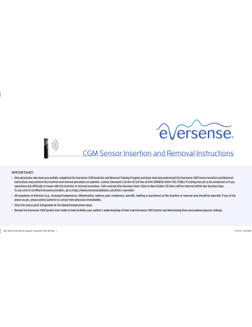 eversense CGM Sensor Insertion And Removal Instructions | Manualzz