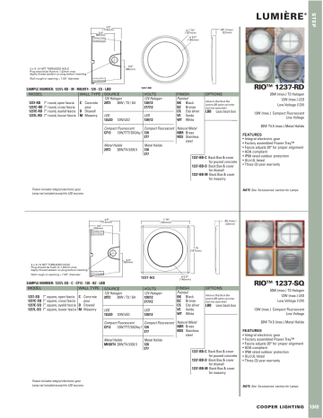 Cooper Lighting Lumiere 1049 Specification Sheet | Manualzz