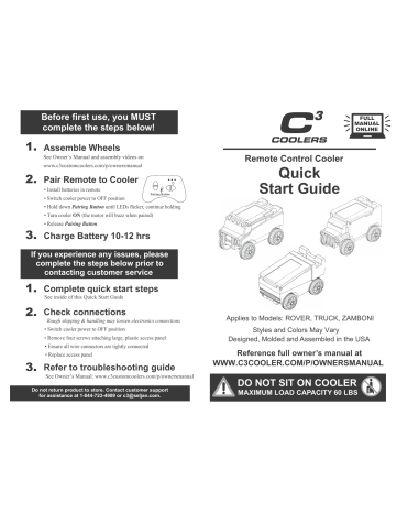 C3 Custom Coolers ROVER Quick Start Manuals | Manualzz